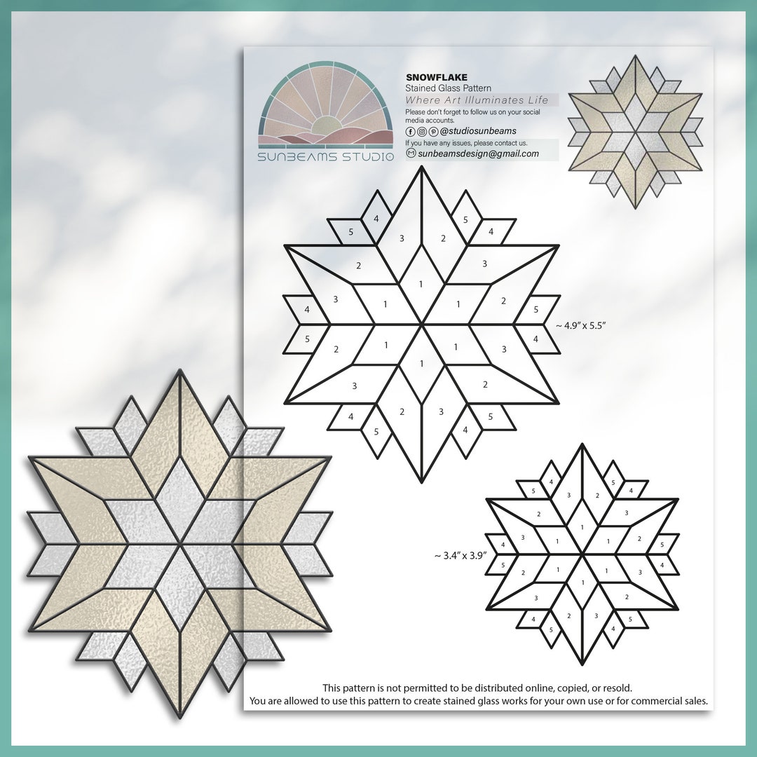 Snowflake Glass Pattern, Modern Suncatcher, Diy Stained Glass - Etsy