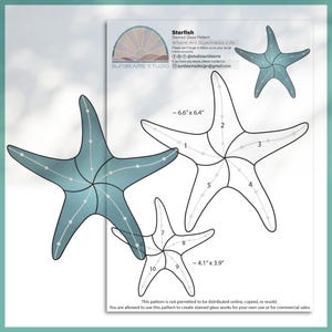 Starfish Stained Glass Pattern, Summer Templates, Modern Suncatcher ...