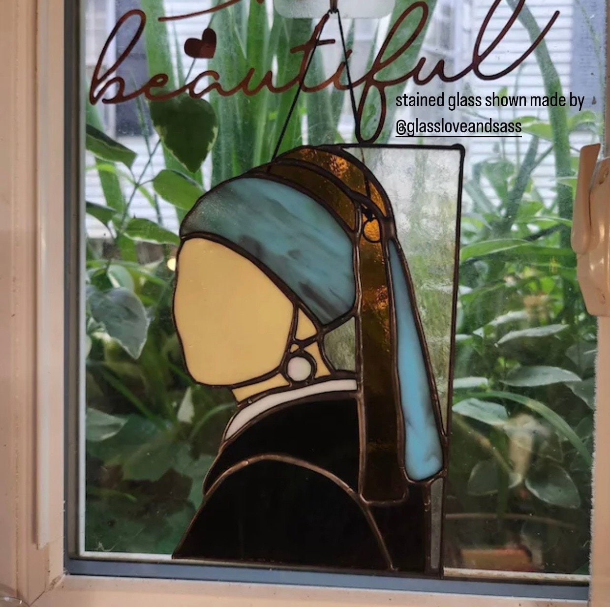 Girl With a Pearl Earring Stained Glass Pattern, Modern Suncatcher, Diy ...