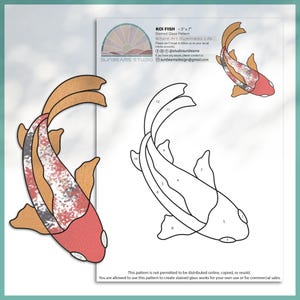 Koi Fish Stained Glass Pattern: Modern Suncatcher DIY (PDF & JPEG) - Etsy