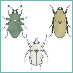 3 Beetles Stained Glass Patterns Bundle, Insect Modern Suncatcher Pack ...