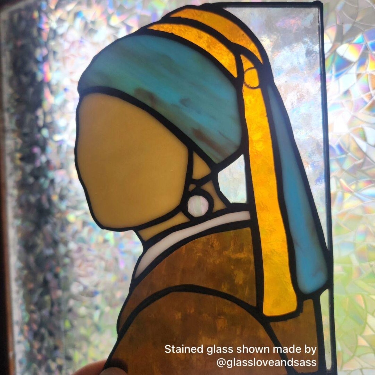 Girl With a Pearl Earring Stained Glass Pattern: DIY Suncatcher (PDF ...