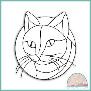 Cat Stained Glass Pattern: Modern Suncatcher DIY (PDF & JPEG) - Etsy