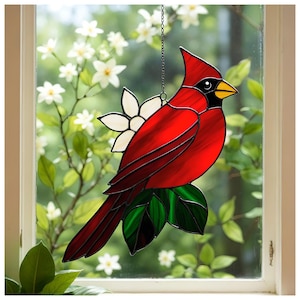 Cardinal Bird Stained Glass Pattern: DIY Suncatcher (PDF/JPEG) - Etsy