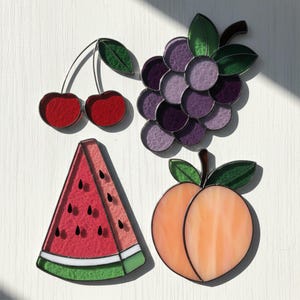 Summer Fruits Stained Glass Pattern: Cherry, Grape, Peach (PDF/JPEG) - Etsy