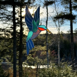Hummingbird Stained Glass Pattern, Modern Suncatcher, Diy Stained Glass ...