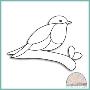 European Robin Bird Stained Glass Pattern, Modern Suncatcher, Diy ...