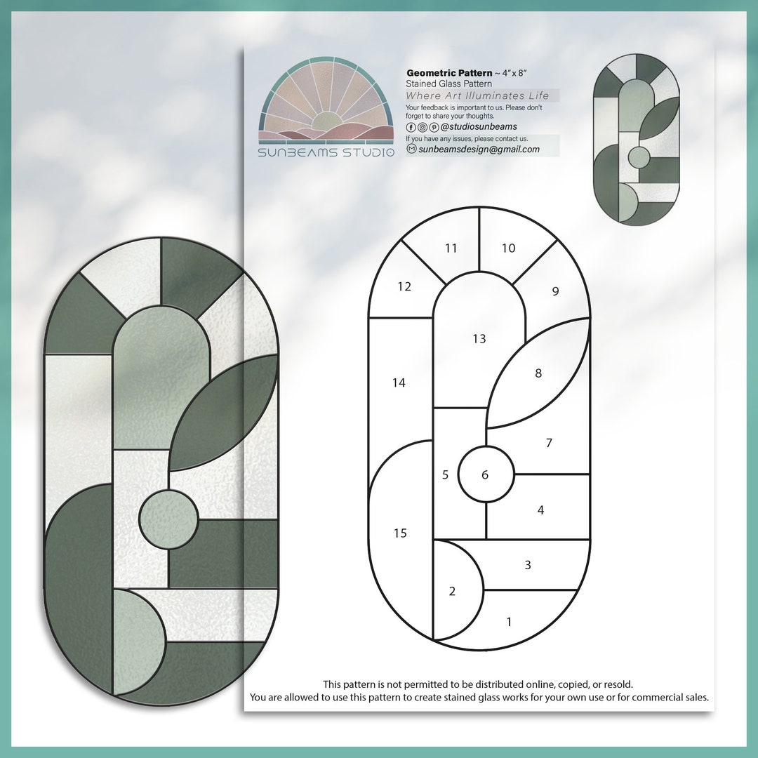 Geometric Stained Glass Pattern: Modern Suncatcher DIY (PDF & JPEG) - Etsy