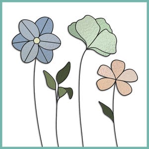 Flower Bouquet Stained Glass Pattern: Modern Suncatcher DIY (PDF/JPEG ...