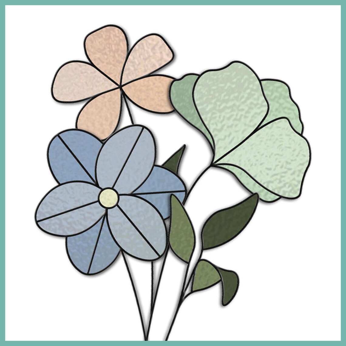 Flower Bouquet Stained Glass Pattern: Modern Suncatcher DIY (PDF/JPEG ...