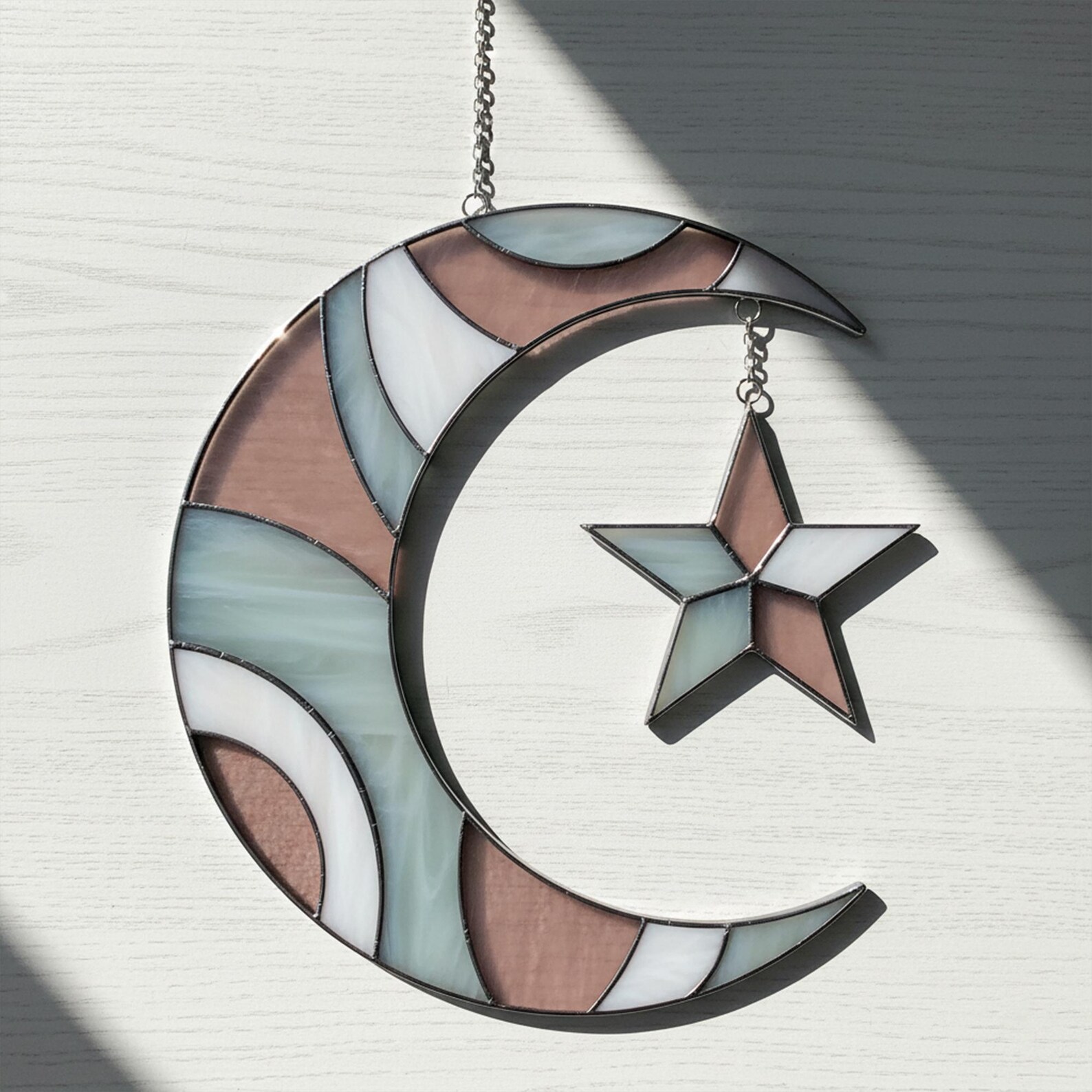 Crescent Moon and Star Stained Glass Pattern: Geometric Suncatcher (PDF ...