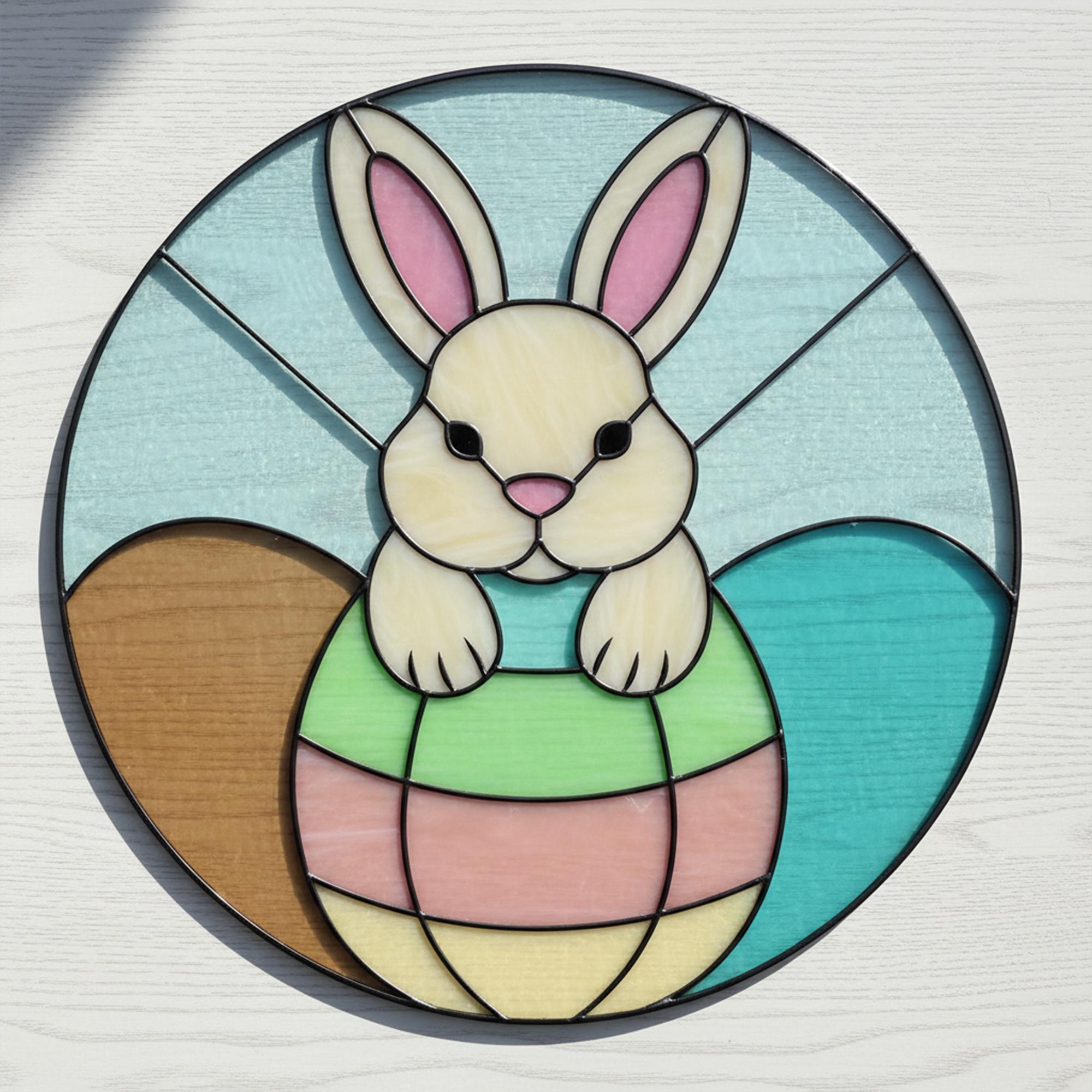 Easter Bunny Stained Glass Pattern: Rabbit Suncatcher DIY (PDF/JPEG) - Etsy