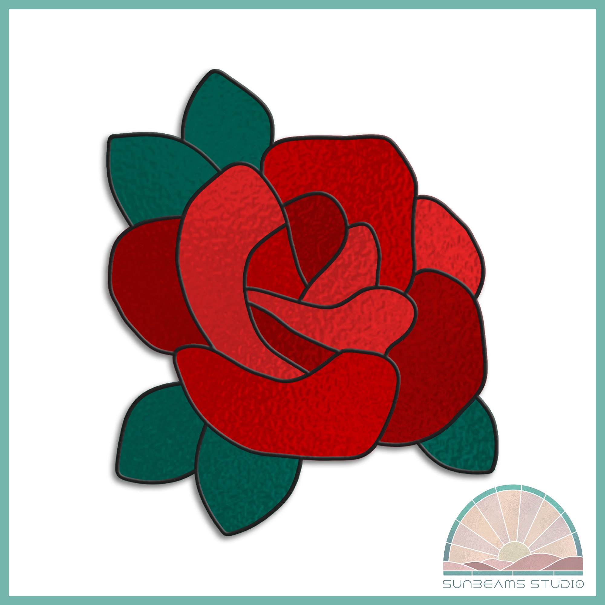 Rose Stained Glass Pattern: Modern Suncatcher DIY (PDF, JPEG) - Etsy