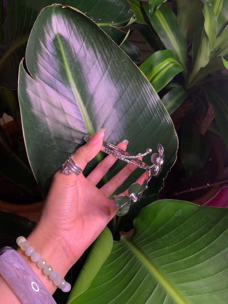 Silver Flower Arm Cuff: Adjustable Boho Floral Jewelry - Etsy