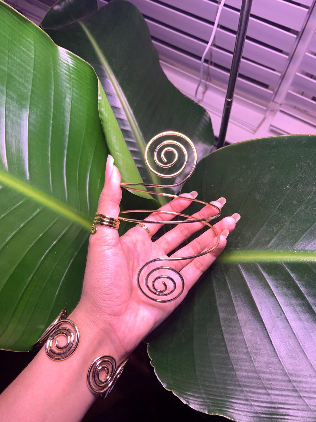 Golden Spiral Arm Cuff: Adjustable Boho Wrap, Hypoallergenic Iron - Etsy
