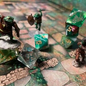 Spell Dice Set, Green Flame Blade, Six 8 Sided Polyhedral Plastic TTRPG ...