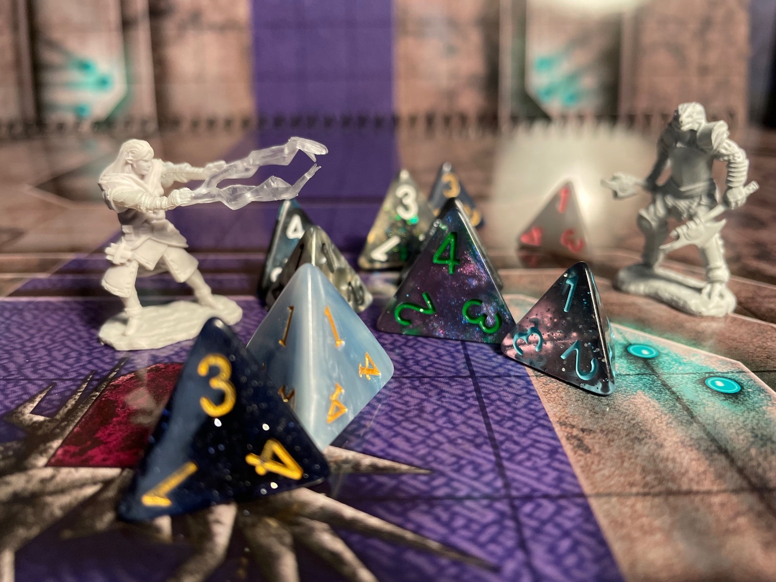 Spell Dice Set, Magic Missile, Ten 4 Sided Polyhedral Plastic TTRPG ...