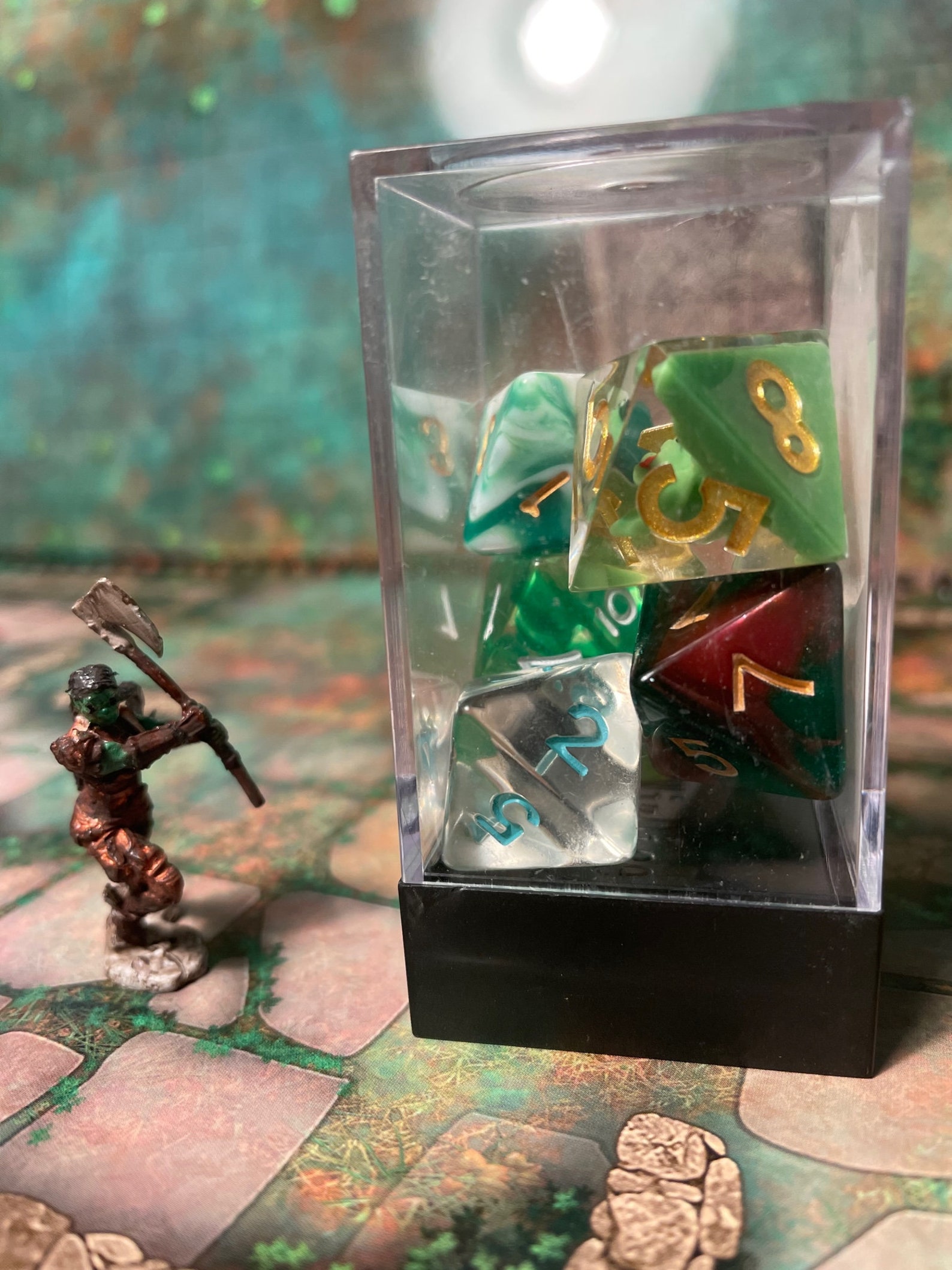 Spell Dice Set, Green Flame Blade, Six 8 Sided Polyhedral Plastic TTRPG ...