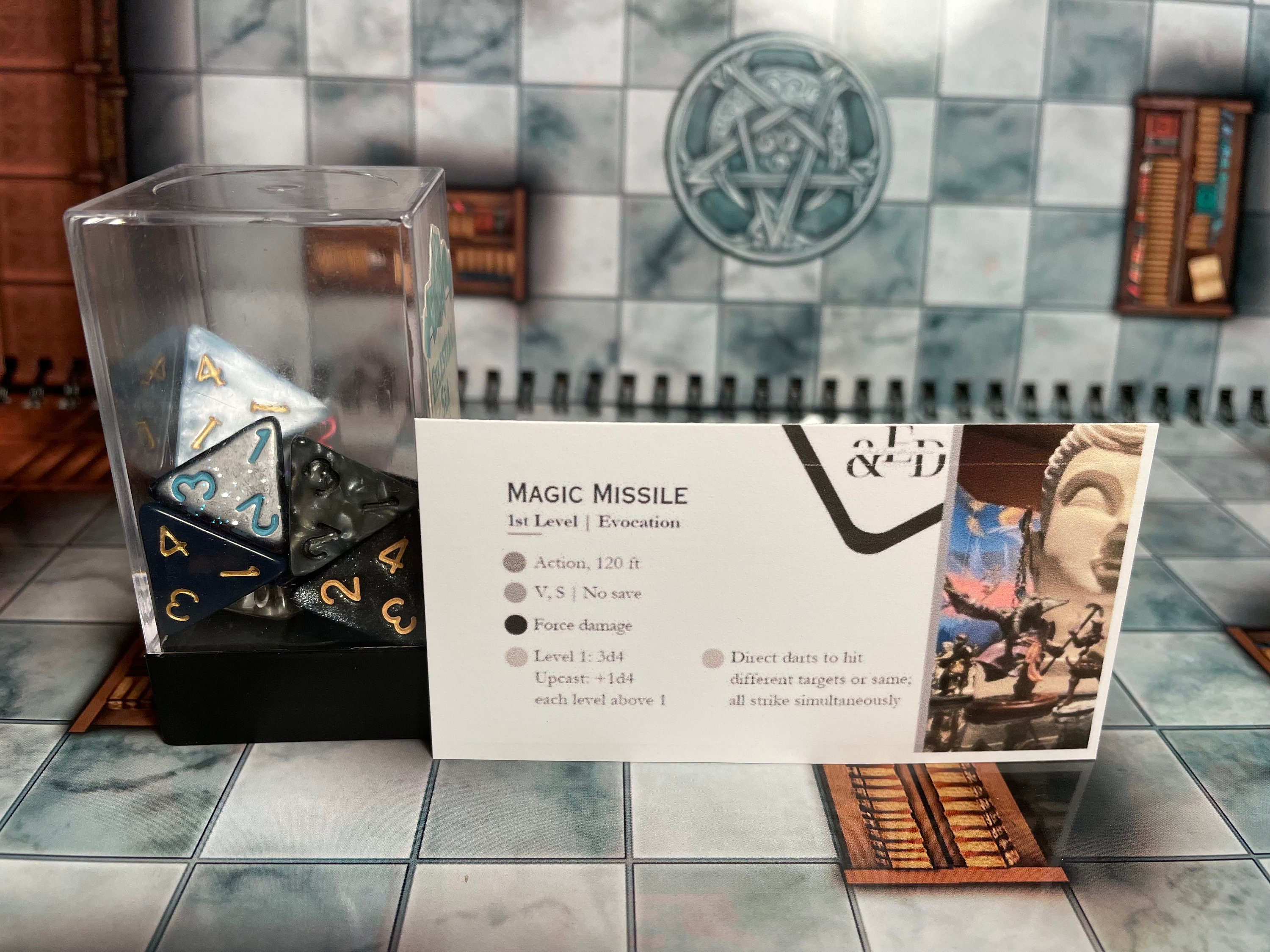 Spell Dice Set, Magic Missile, Ten 4 Sided Polyhedral Plastic TTRPG ...