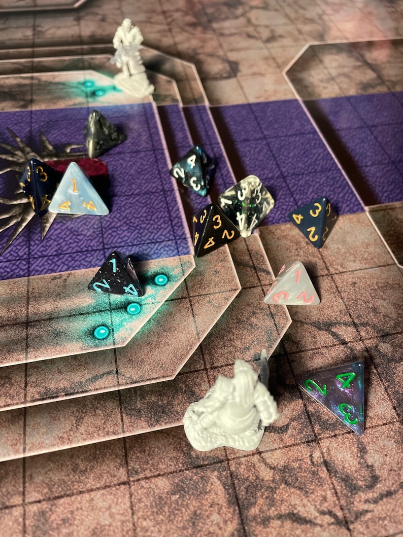 Spell Dice Set, Magic Missile, Ten 4 Sided Polyhedral Plastic TTRPG ...