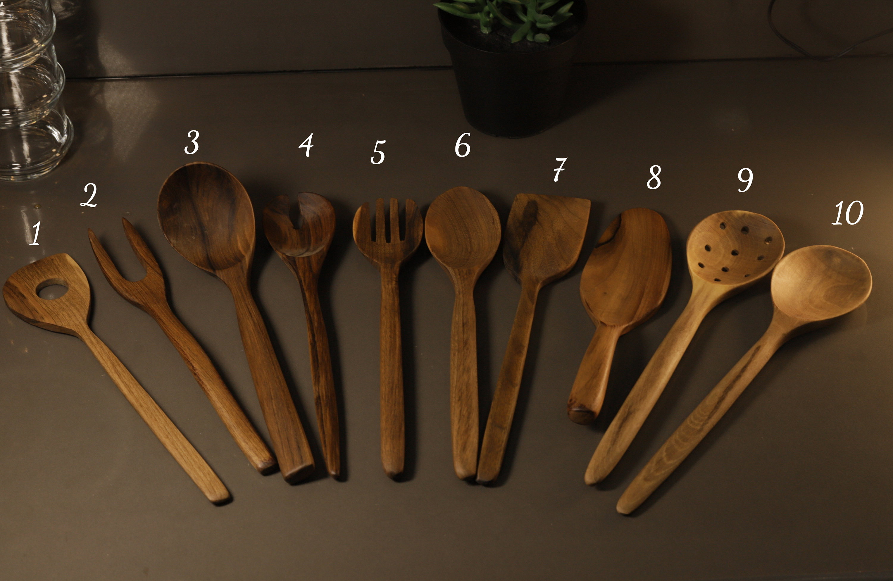10-piece Walnut Wood Cooking Utensil Set, 10-piece Walnut Wood Kitchen ...