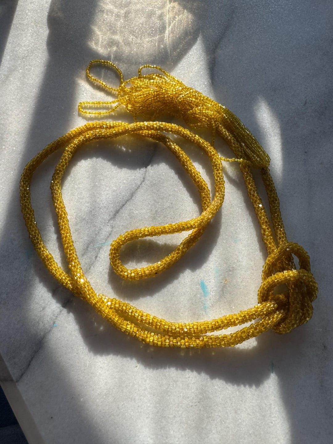 Antique 1920s Flapper Necklace: Art Deco Yellow Glass Beaded Lariat - Etsy