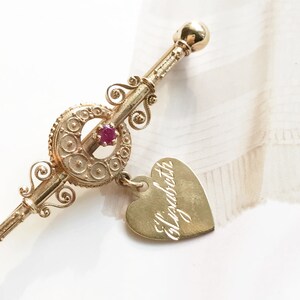 Antique 14k Gold Ruby Moon Heart Brooch Victorian & - Etsy