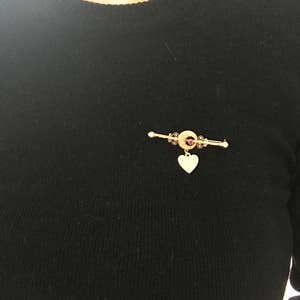 Antique 14k Gold Ruby Moon Heart Brooch Victorian & - Etsy