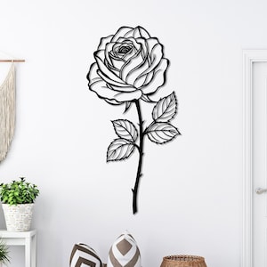 Rose Metal Wall Decor, Floral Wall Hangings, Flower Metal Wall Art ...