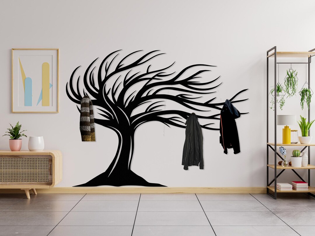 Large Tree Coat Rack Wall Mount, Metal Coat Rack, Metal Wall Hanger ...