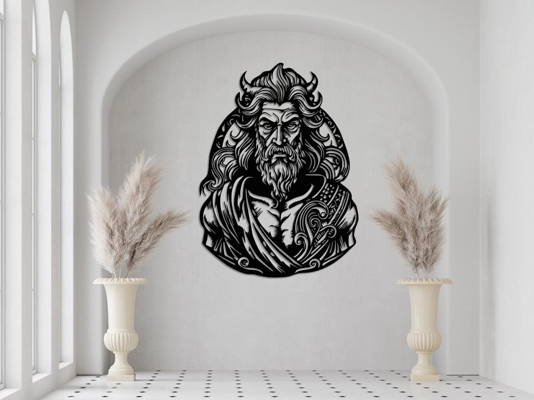Sea God Poseidon Statue, Metal Wall Art, Mythological Wall Decor, Game ...