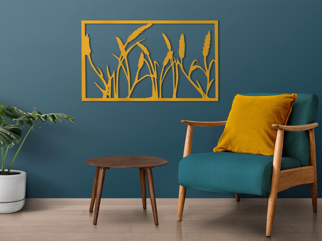 Metal Wheat Wall Art, Farmhouse Grain Decor, Rustic Home Decor, Natural ...