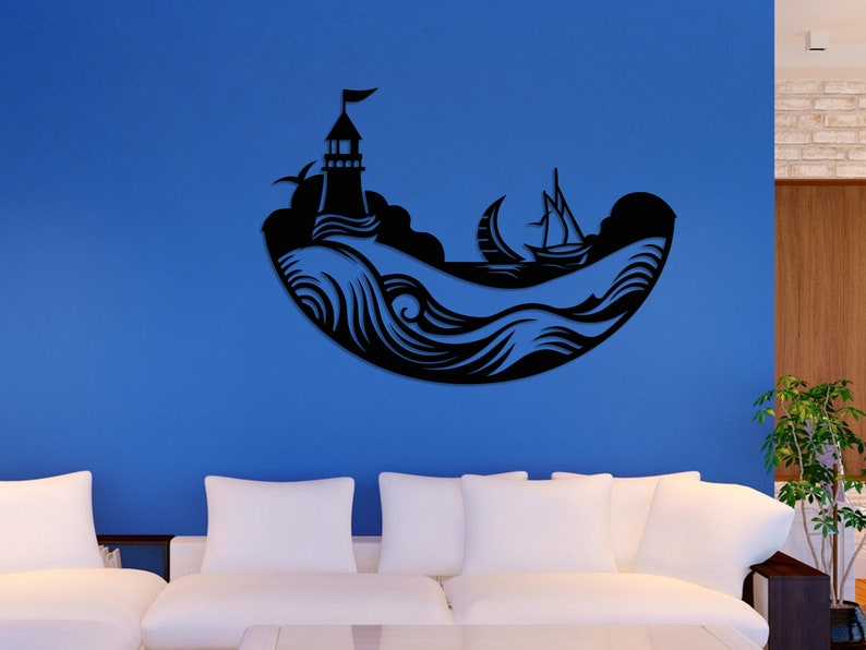 Ocean Waves, Metal Waves Decor, Lantern Wall Art, Metal Wall Decor, Sea ...