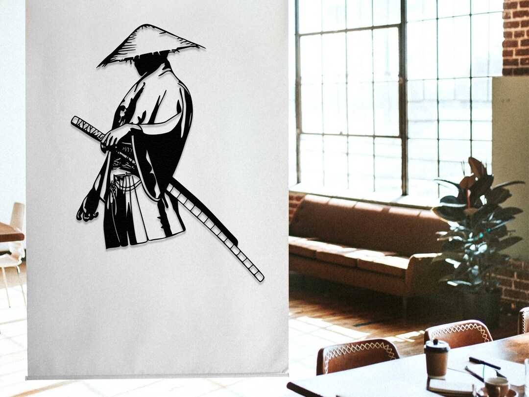 Metal Samurai Statue Wall Decor, Japanese Themed Decoration, Asia Wall ...