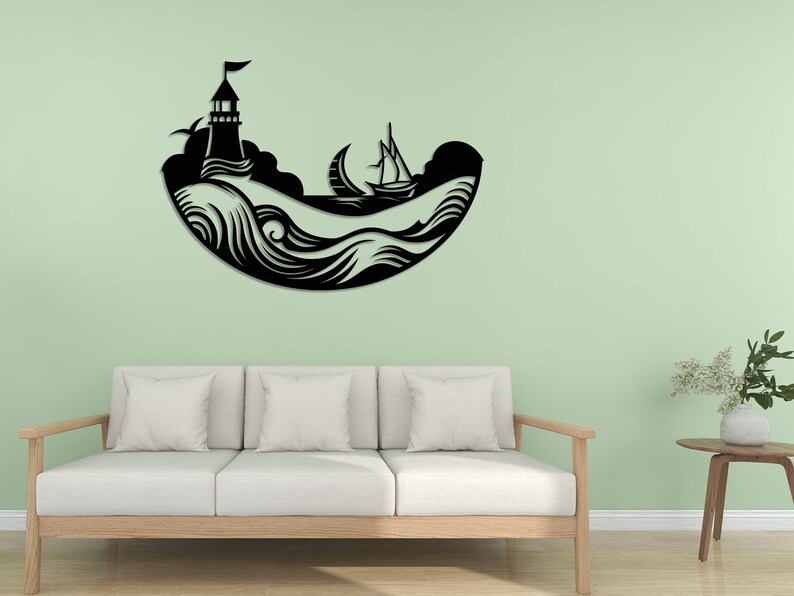 Ocean Waves, Metal Waves Decor, Lantern Wall Art, Metal Wall Decor, Sea ...