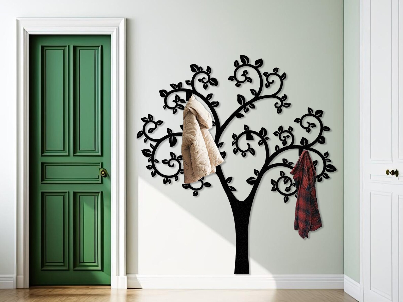 TREE HANGER Wall Decor, Branch Coat Rack, Floral Entryway Organizer ...
