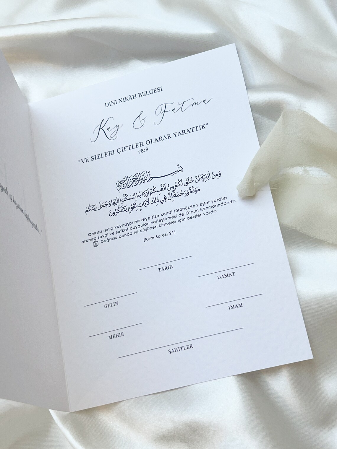 Islamic Marriage Certificate (dini Nikah Belgesi) A5 Booklet With ...