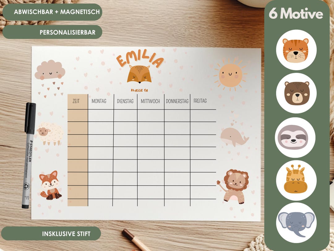 Personalized Timetable Magnetic With Pen, Gift for School Enrollment ...