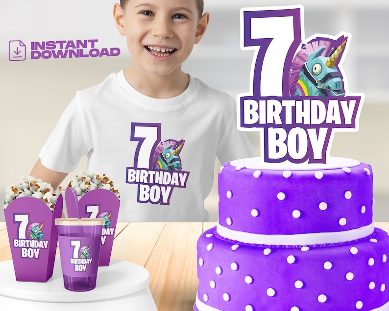 Printable 7th Birthday Cake Topper Ready to Print and Handcut Digital ...