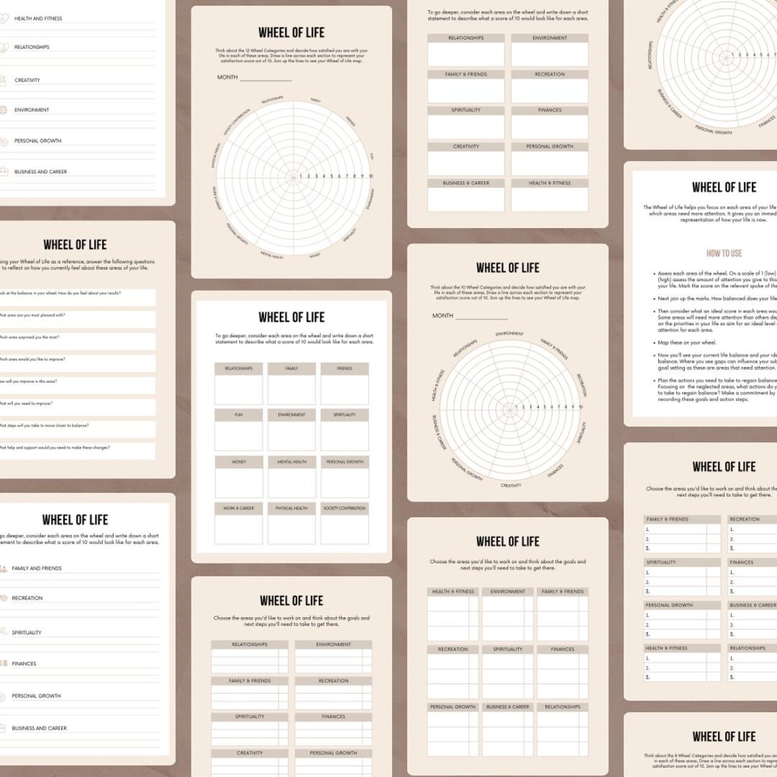 Wheel of Life Planner, Self Discovery Journal, Goal Setting Workbook ...