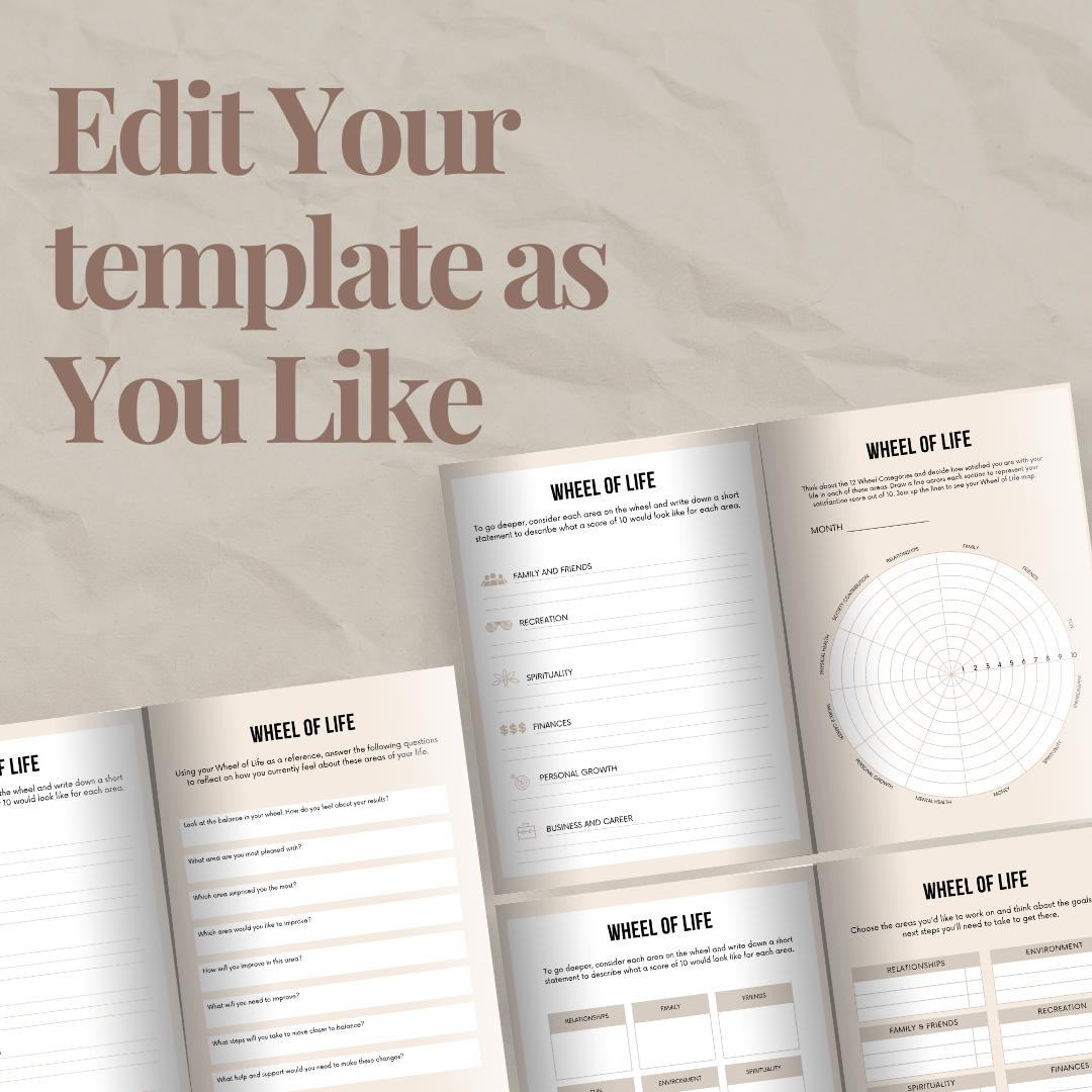 Wheel of Life Planner, Self Discovery Journal, Goal Setting Workbook ...