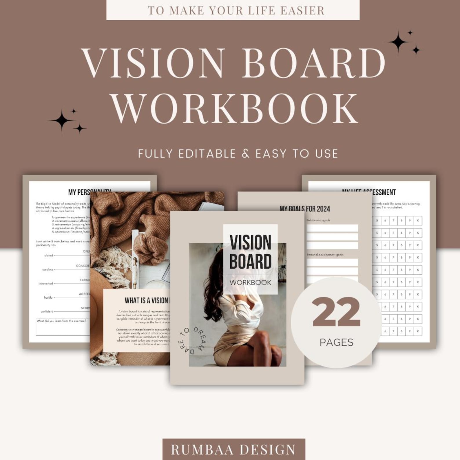 Vision Board Workbook, Goal Setting Journal, Law of Attraction Planner ...