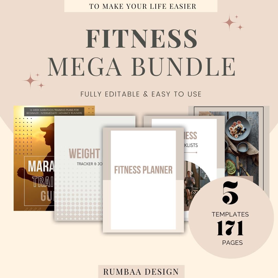 Fitness Planner Bundle, Workout Planner, Weight Loss Journal, Meal ...