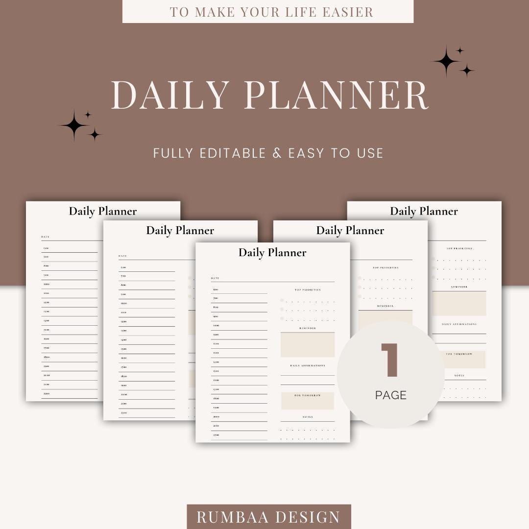 Minimalist Daily Planner, Simple Daily Planner, Printable Daily ...