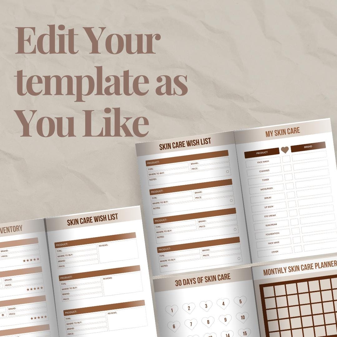 Skin Care Planner, Skincare Routine Tracker, Beauty Planner, Daily Skin ...