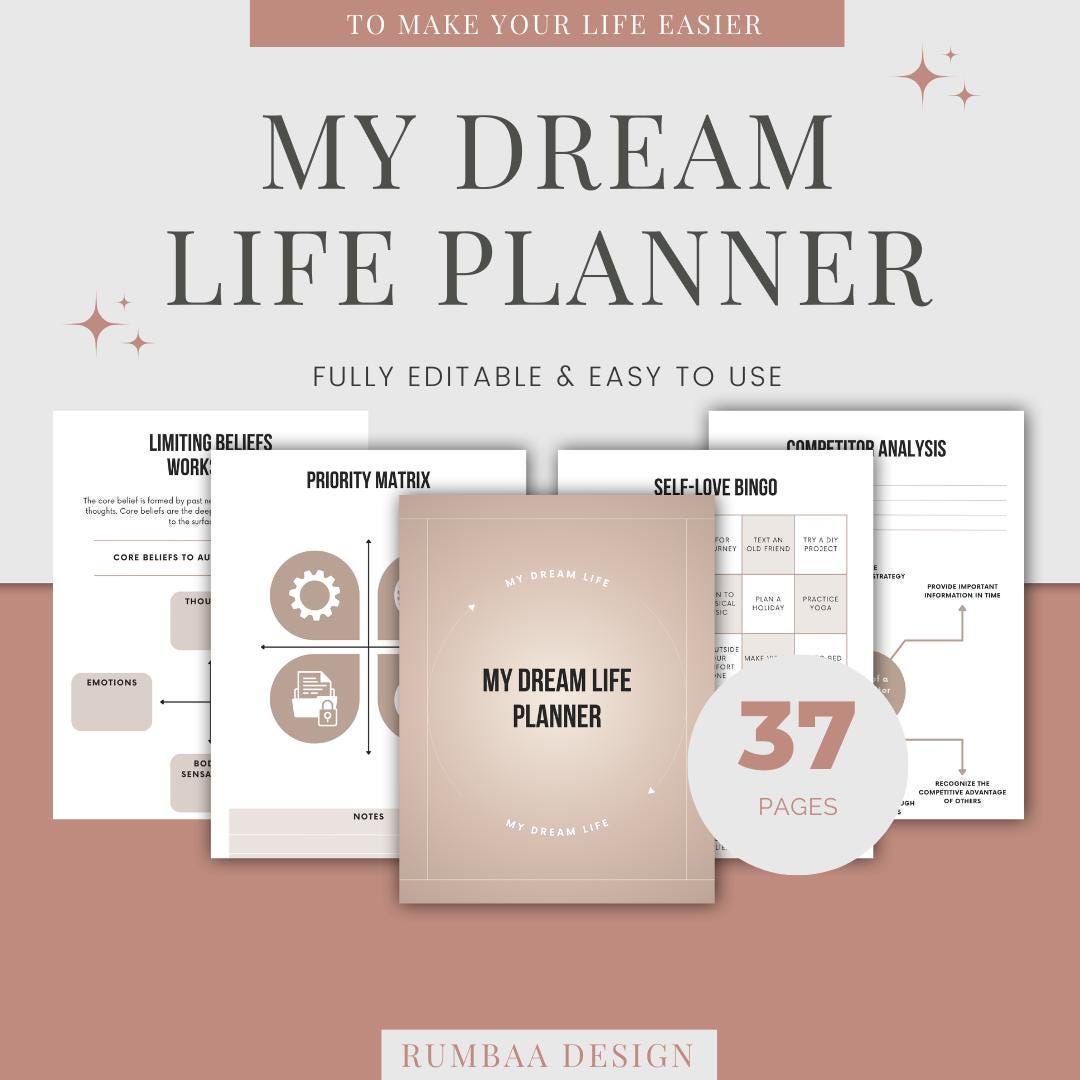 My Dream Life Planner | Goal Setting Planner | Vision Board Planner ...
