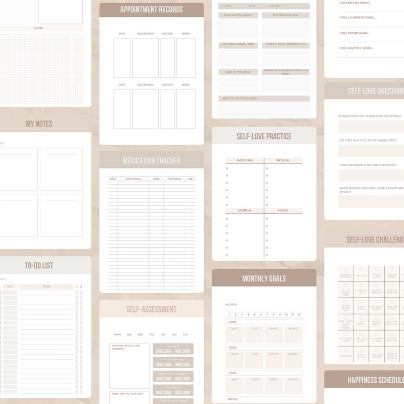 Wellness Planner Daily Health Tracker Self-care Planner Fitness and ...