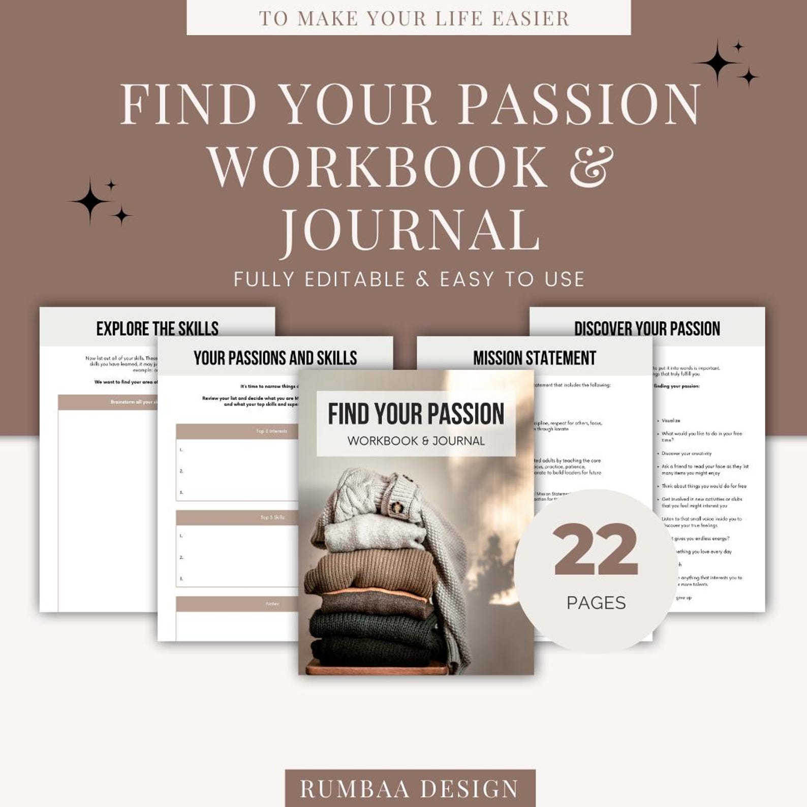 Find Your Passion Workbook & Journal, Self Discovery Journal, Goal ...
