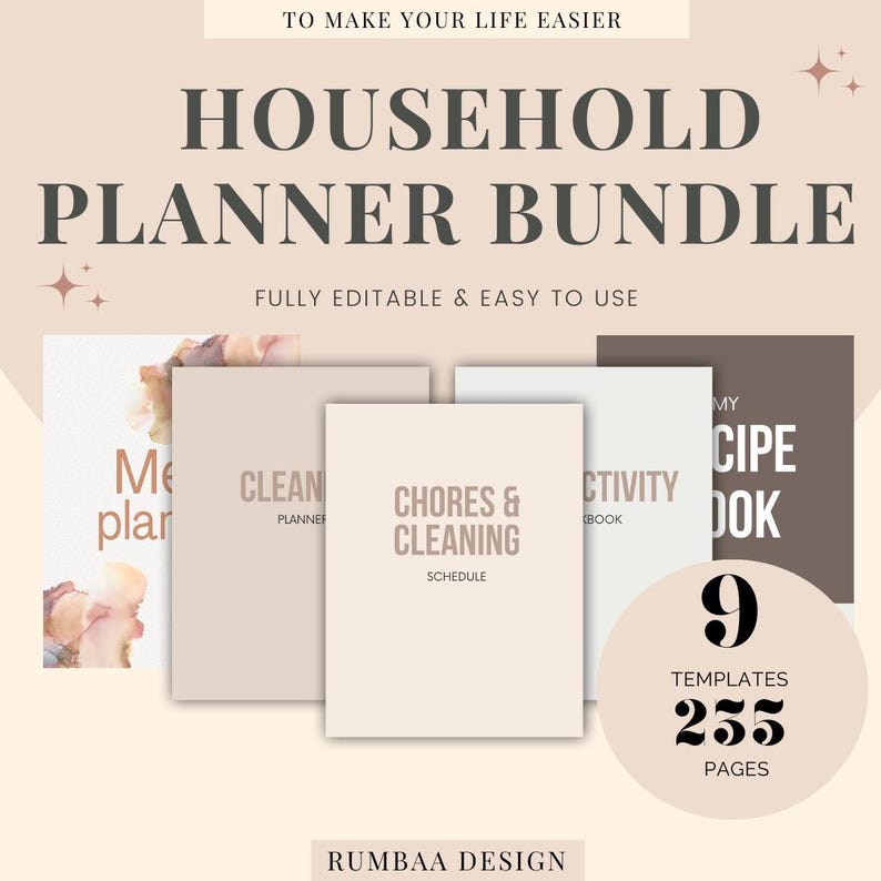Household Planner Bundle, Cleaning Planner, Meal Planner, Recipe ...