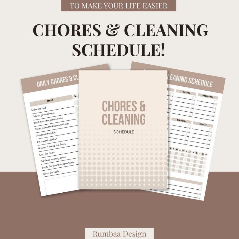 Cleaning Schedule Planner, Chore Chart, House Cleaning Planner, Weekly ...